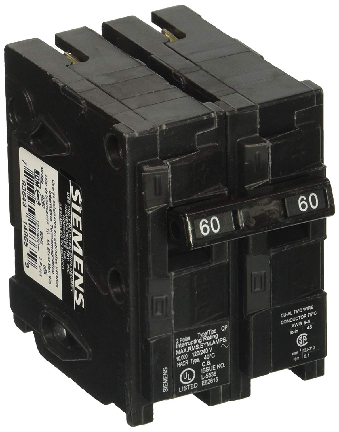 Q260 60 Amp Double Pole Type QP Circuit Breaker EBay Q260 60 Amp Double Pole Type QP Circuit Breaker EBay